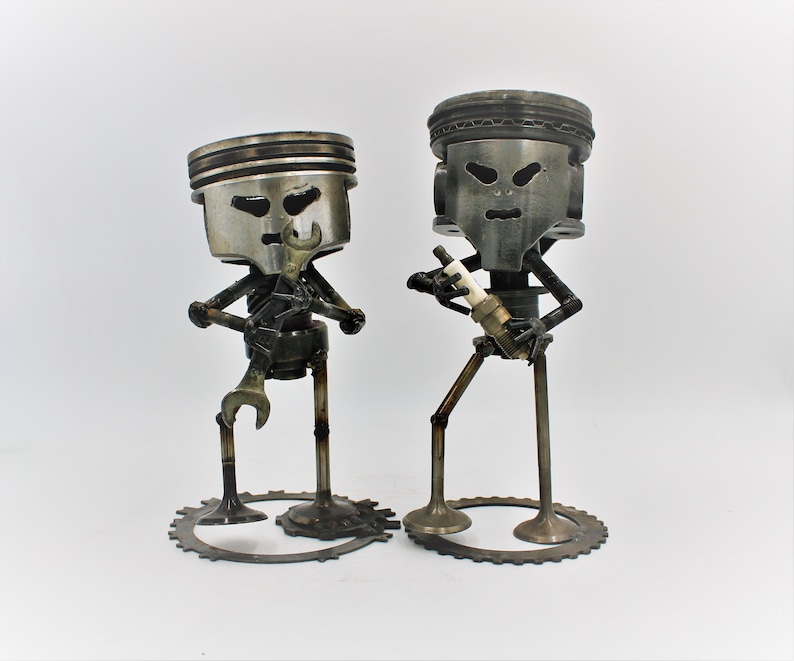 Piston Man Desk Statue: Handmade Car Parts Art, Automotive Gift - Etsy