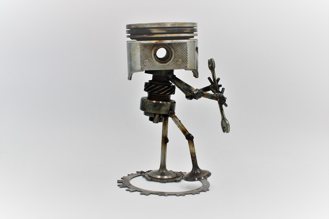 Piston Man Desk Statue: Handmade Car Parts Art, Automotive Gift - Etsy