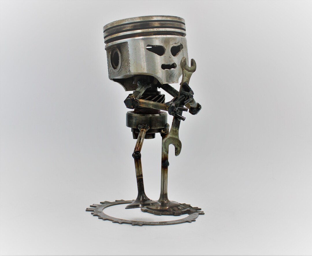 Piston Man Desk Statue Automotive Art Piston Sculpture Piston