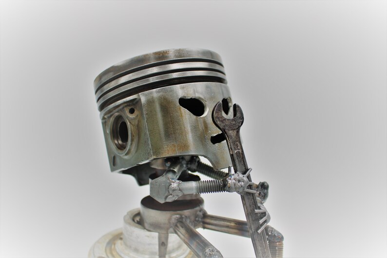 Piston Man Statue- Car Part Sculpture, Handmade Figurine, Steampunk Art ...