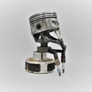 Piston Man Car Part Figurine - Handcrafted Sculpture, Unique Steampunk ...
