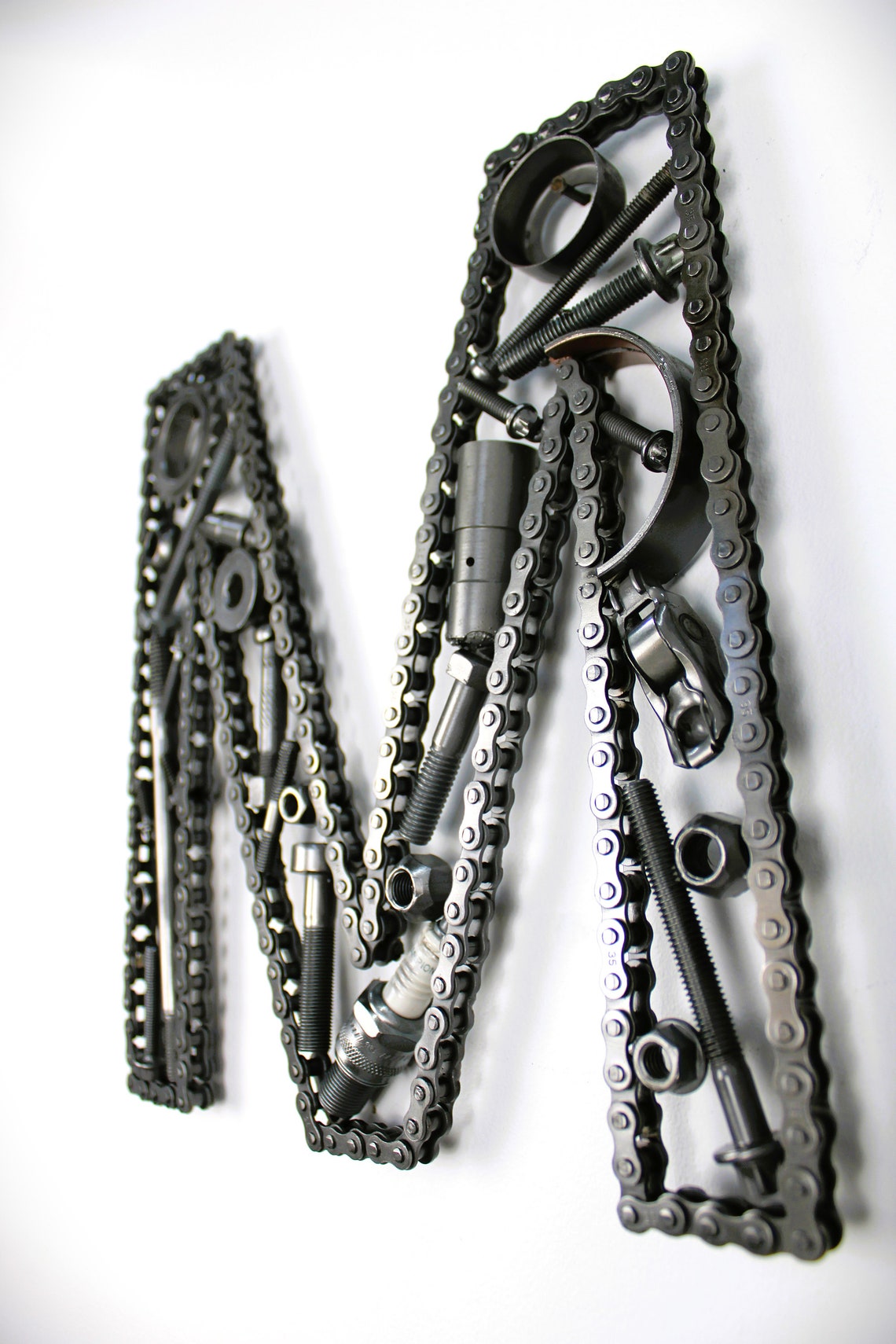 Car Part Letter M - Wall Sculpture Art, Automotive Decor, Custom Metal ...