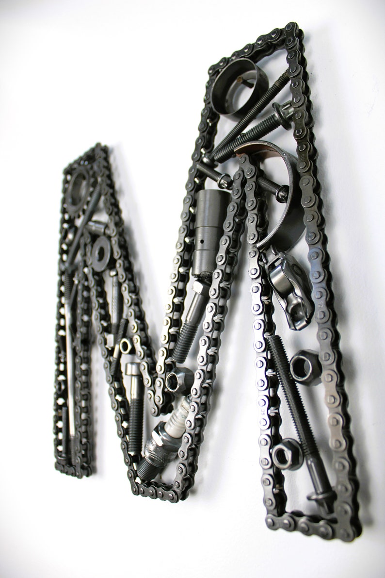 Car Part Letter M - Metal Wall Art, Industrial Automotive Decor, Custom ...