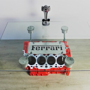Ferrari Engine Block Coffee Table - Handcrafted Automotive Decor, Man ...