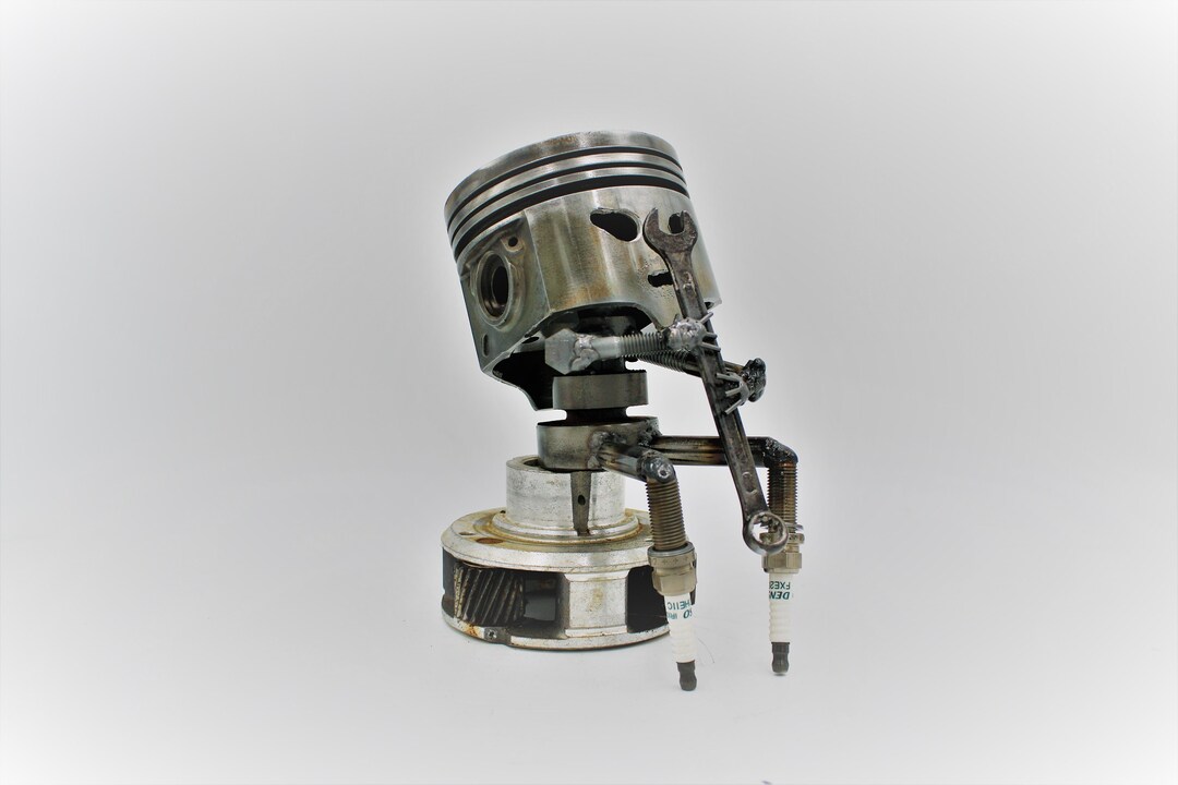 Piston Man Statue- Car Part Sculpture, Handmade Figurine, Steampunk Art ...