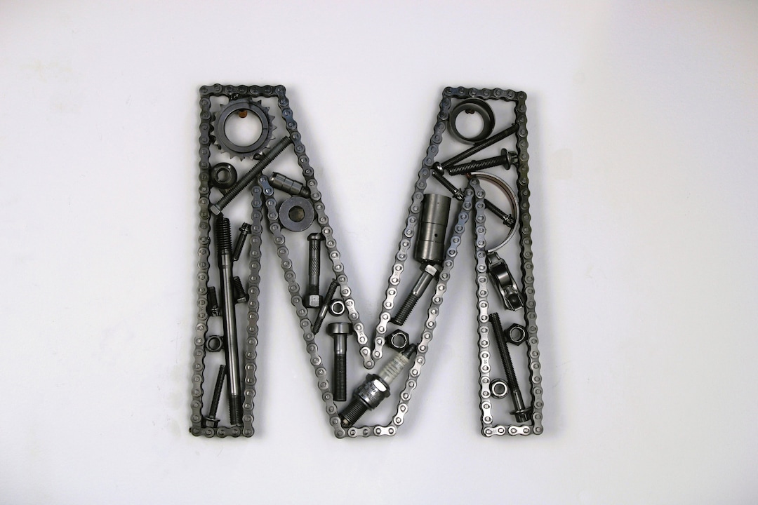 Car Part Letter M Wall Sculpture Art, Automotive Decor, Custom Metal ...