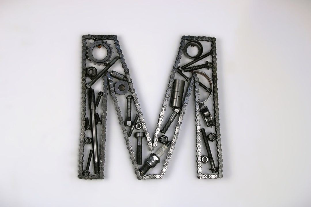 Car Part Letter M - Wall Sculpture Art, Automotive Decor, Custom Metal ...