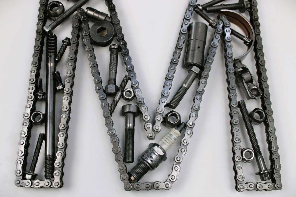 Car Part Letter M - Wall Sculpture Art, Automotive Decor, Custom Metal ...