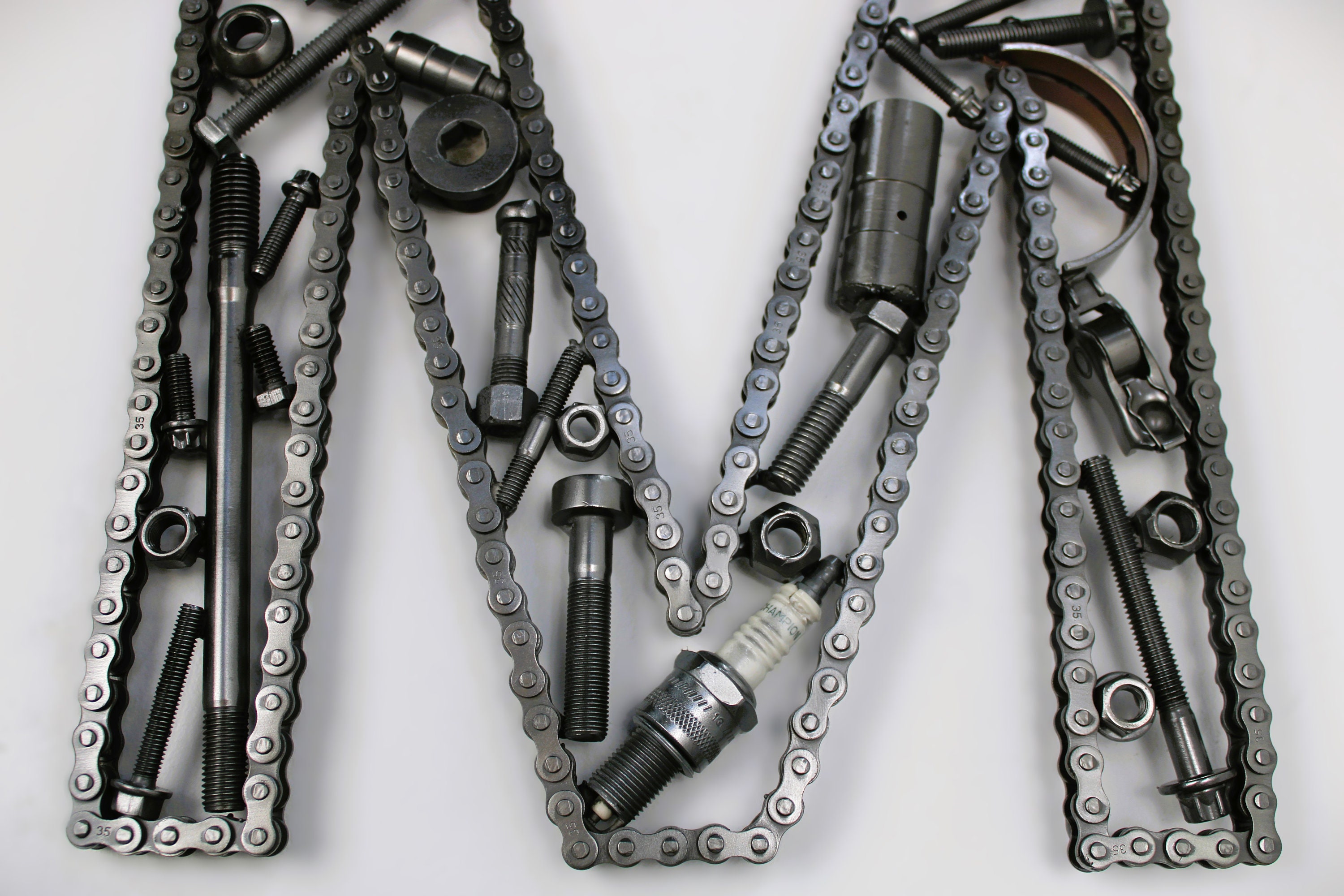 Car Part Letter M - Metal Wall Art, Industrial Automotive Decor, Custom ...