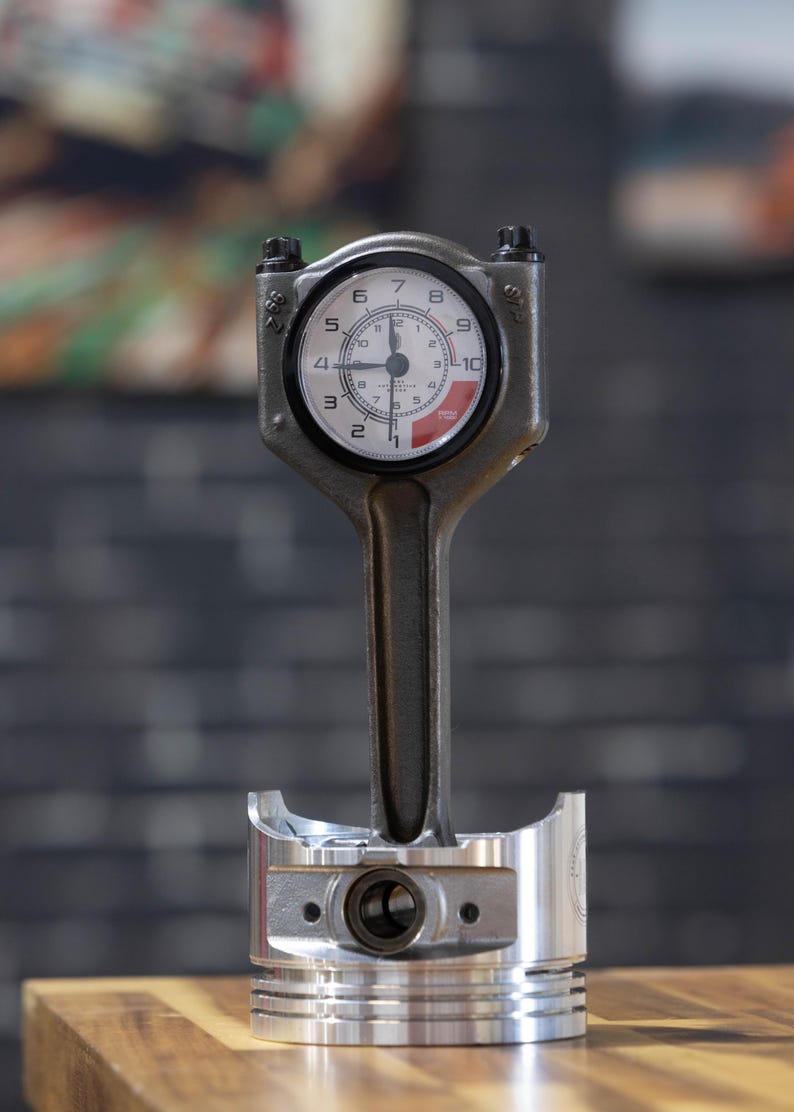 Engine Piston Clock - White RPM Gauge Face, Gift for Car Guy - Etsy