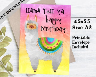 Printable Llama Happy Birthday Card Digital Download - Etsy
