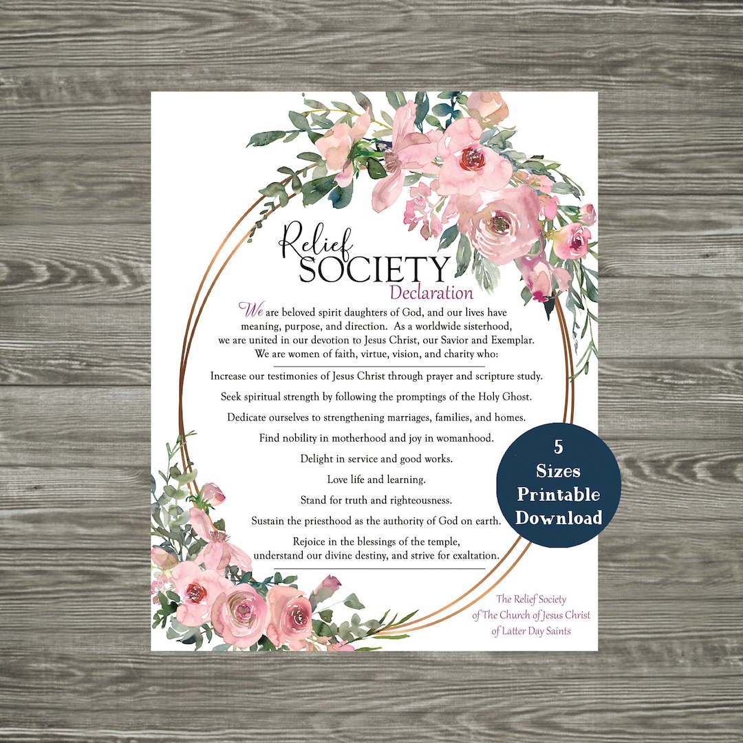Relief Society Declaration | Relief Society Declaration Printable ...
