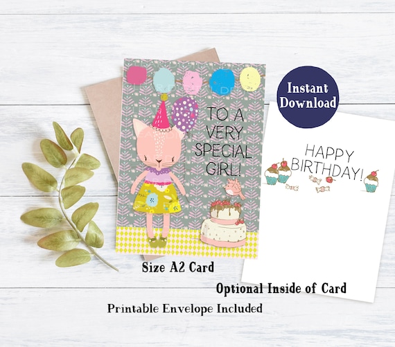Printable Birthday Card for Girls Printable Birthday Card | Etsy