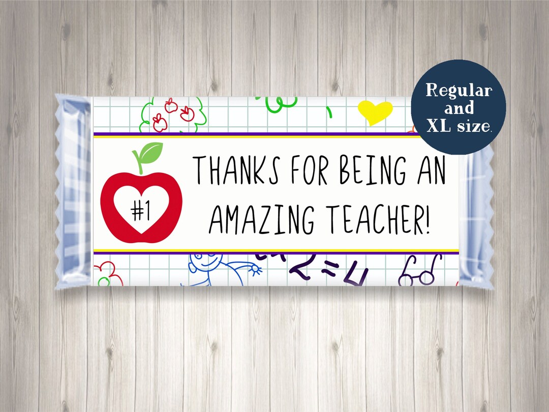 Printable Candy Bar Wrappers for Teachers | Teacher Appreciation Gift ...