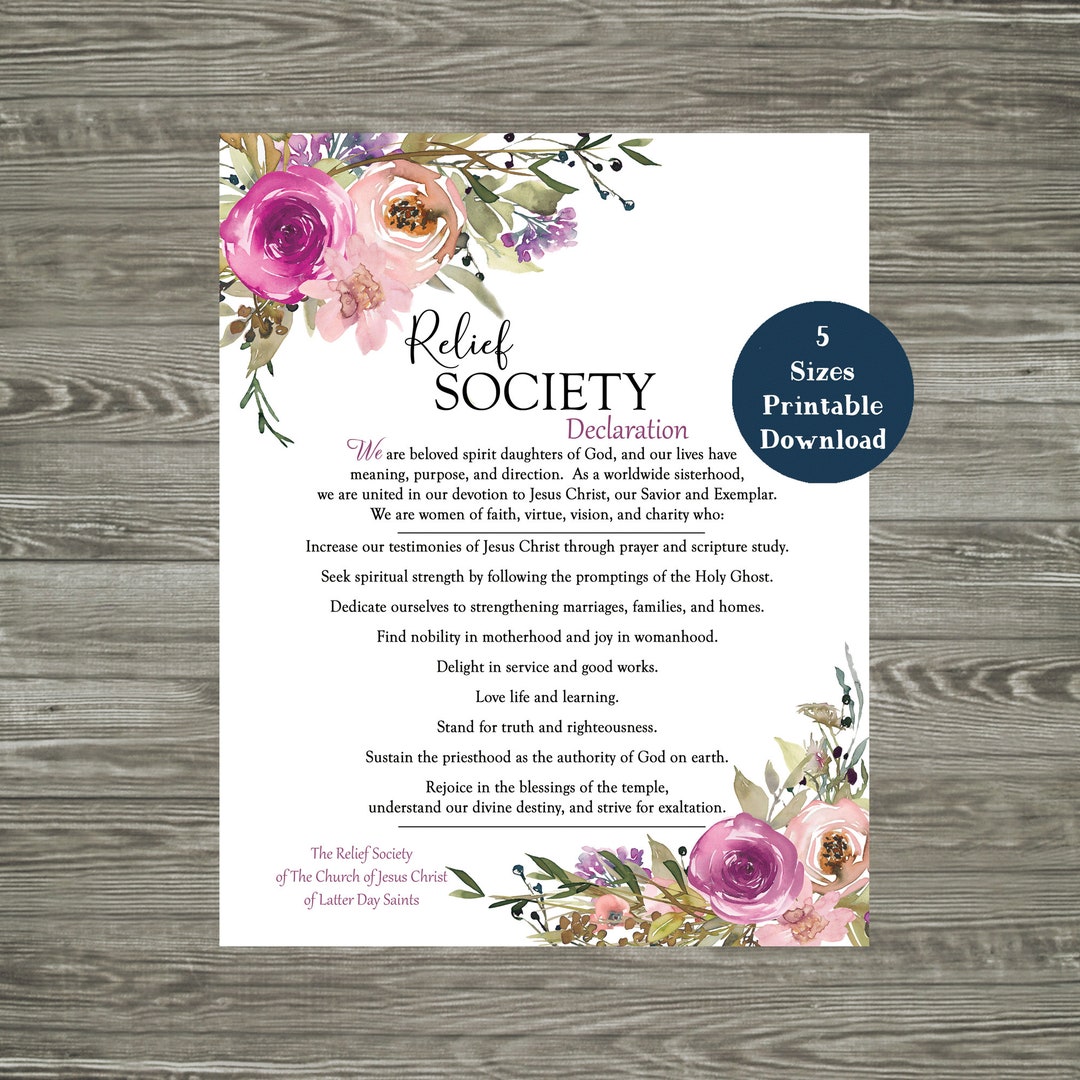 Relief Society Declaration | Relief Society Declaration Printable ...