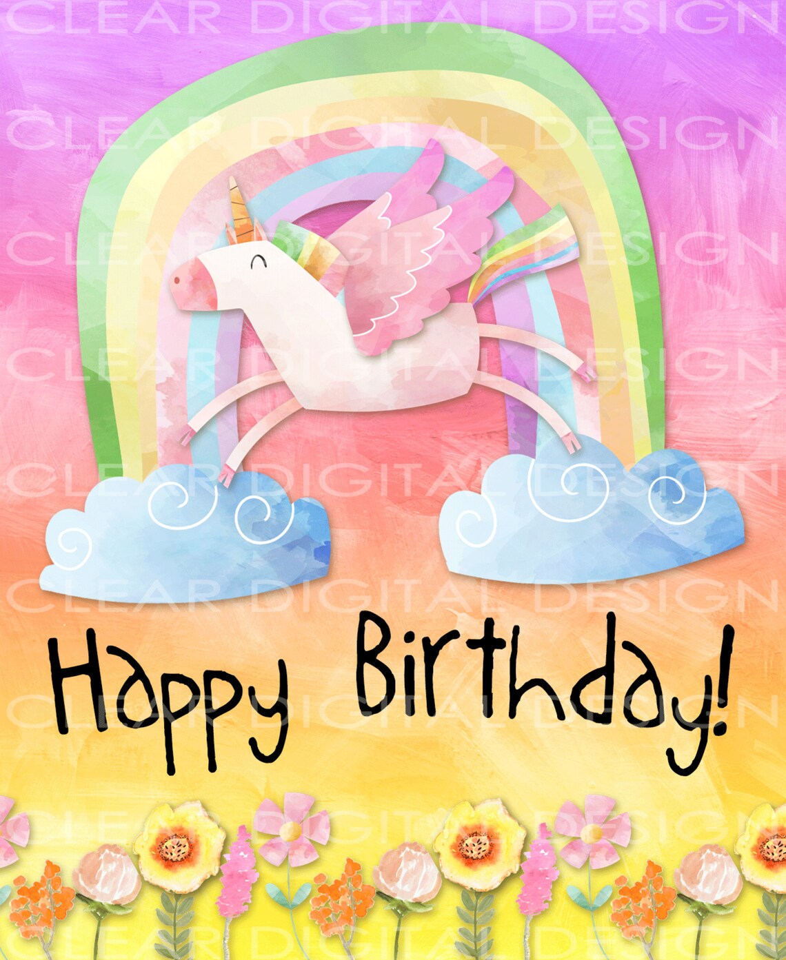 Unicorn Birthday Card Printable Birthday Card Birthday - Etsy