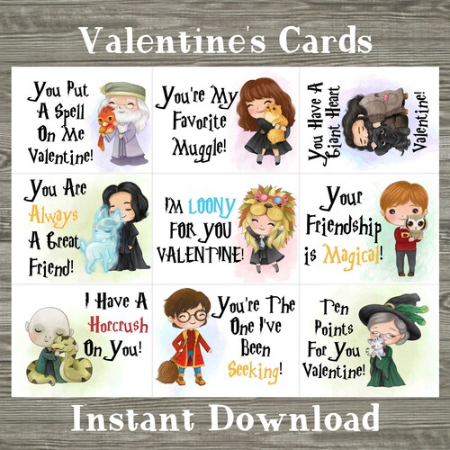Magical Wizard Valentine Cards Printable Valentines for Kids - Etsy