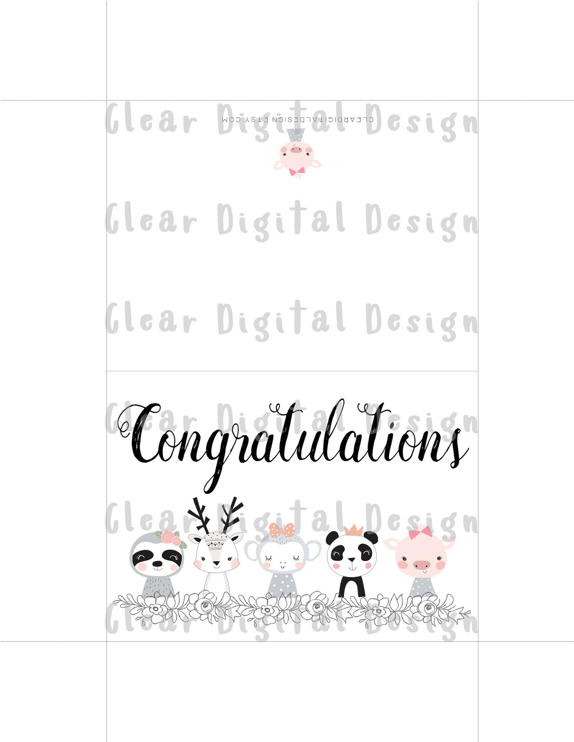 Baby Girl Congratulations Card | Printable Congratulations Card | New ...