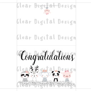 Baby Girl Congratulations Card | Printable Congratulations Card | New ...
