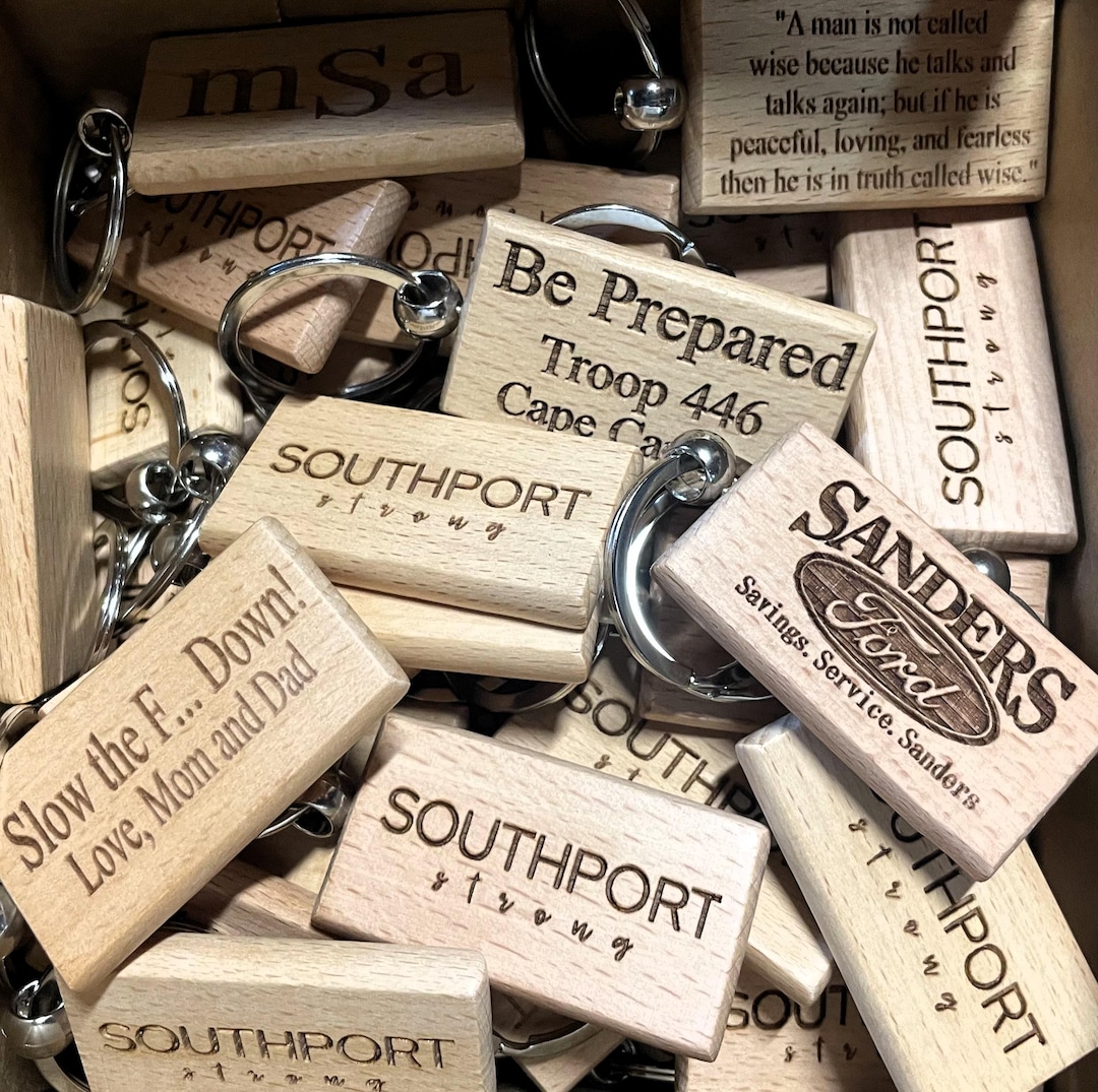 Custom Engraved Wooden Keychains – Bulk Logo Keychain for Business ...