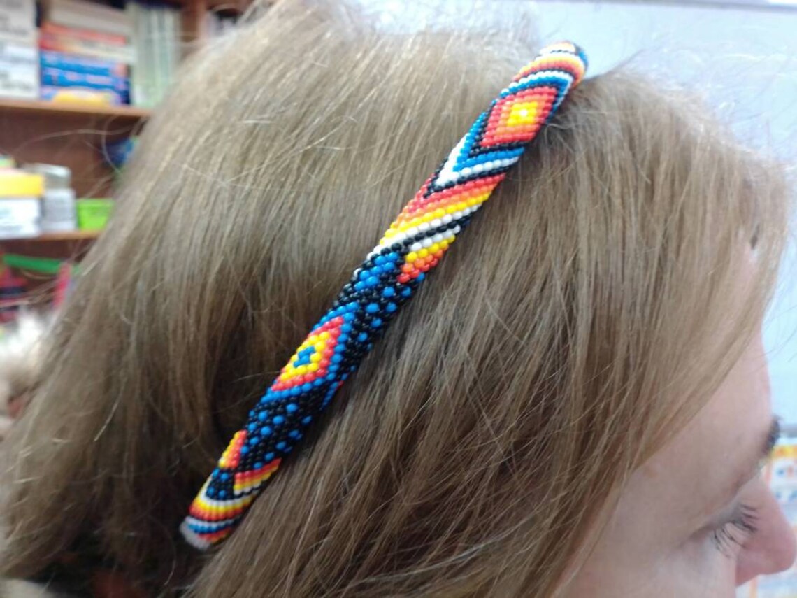 Thin Beaded Headbandnative American Patternbaby Girls&womens - Etsy