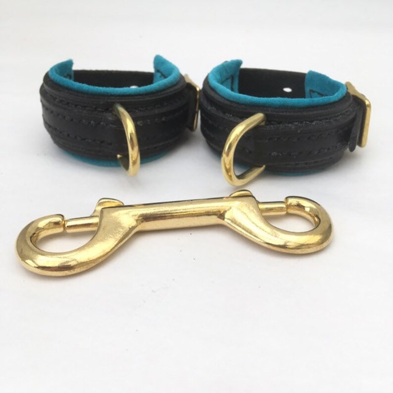 Leather Wrist Restraints, Leather Cuffs, Blue Leather Cuffs, Ankle ...