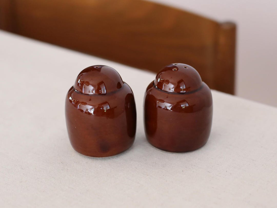Vintage Yugoslav KIL Liboje Brown Glaze Salt and Pepper Shakers ...