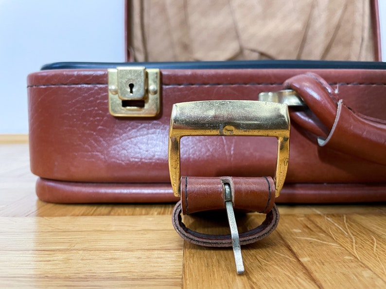 Vintage Cognac Brown Faux Leather Suitcase: 70s Luggage, Yugoslavia - Etsy