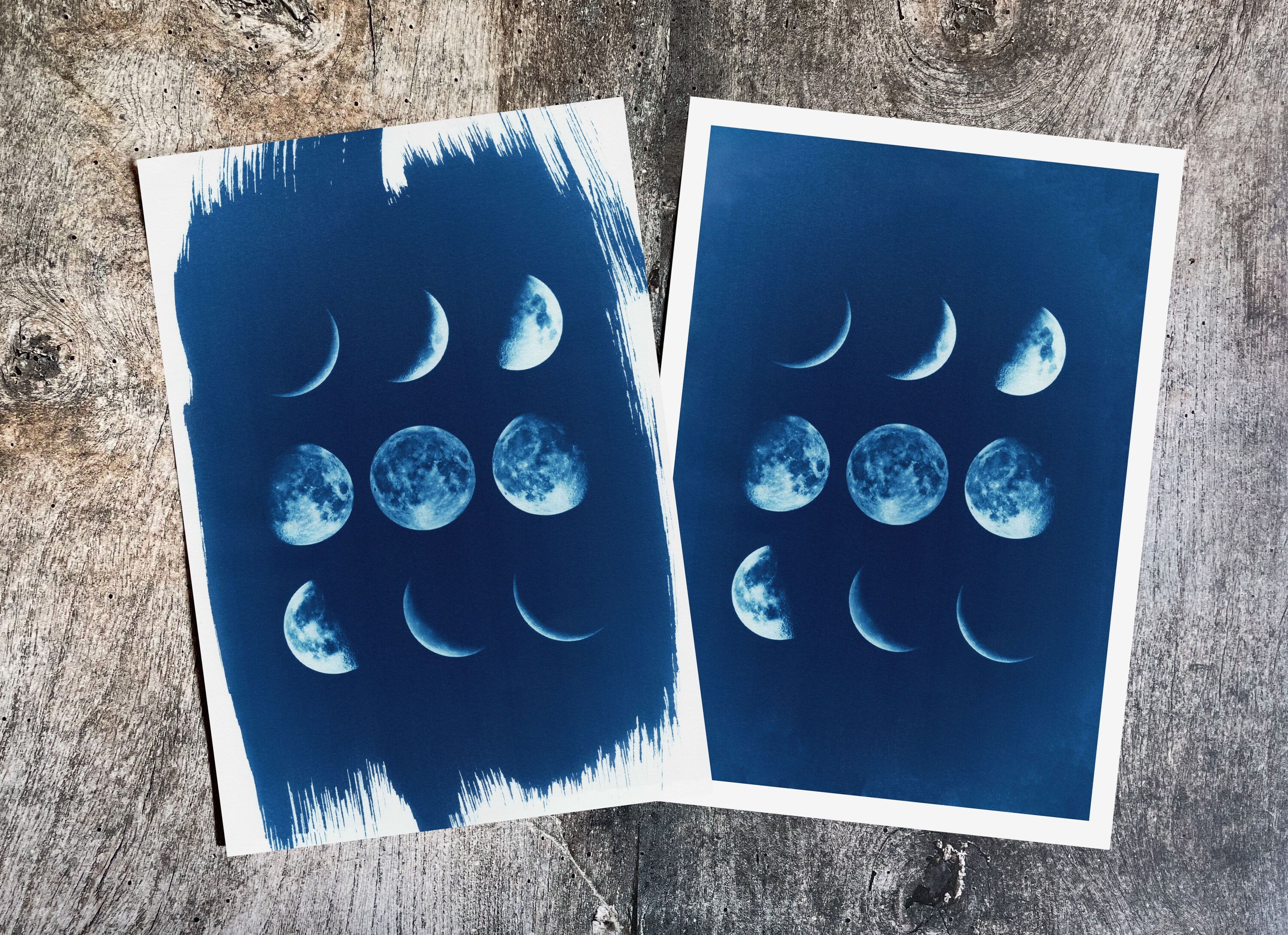 Celestial Moon Phase Art Print Astronomy Cyanotype Print - Etsy UK