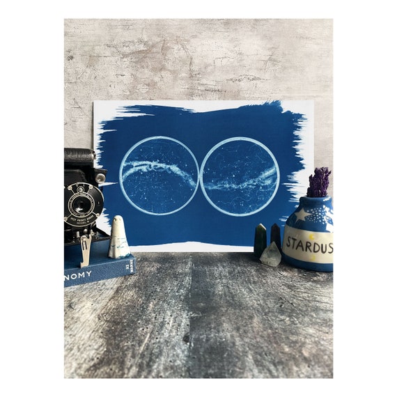 Vintage Style Map of the Heavens Cyanotype Art Print - Etsy
