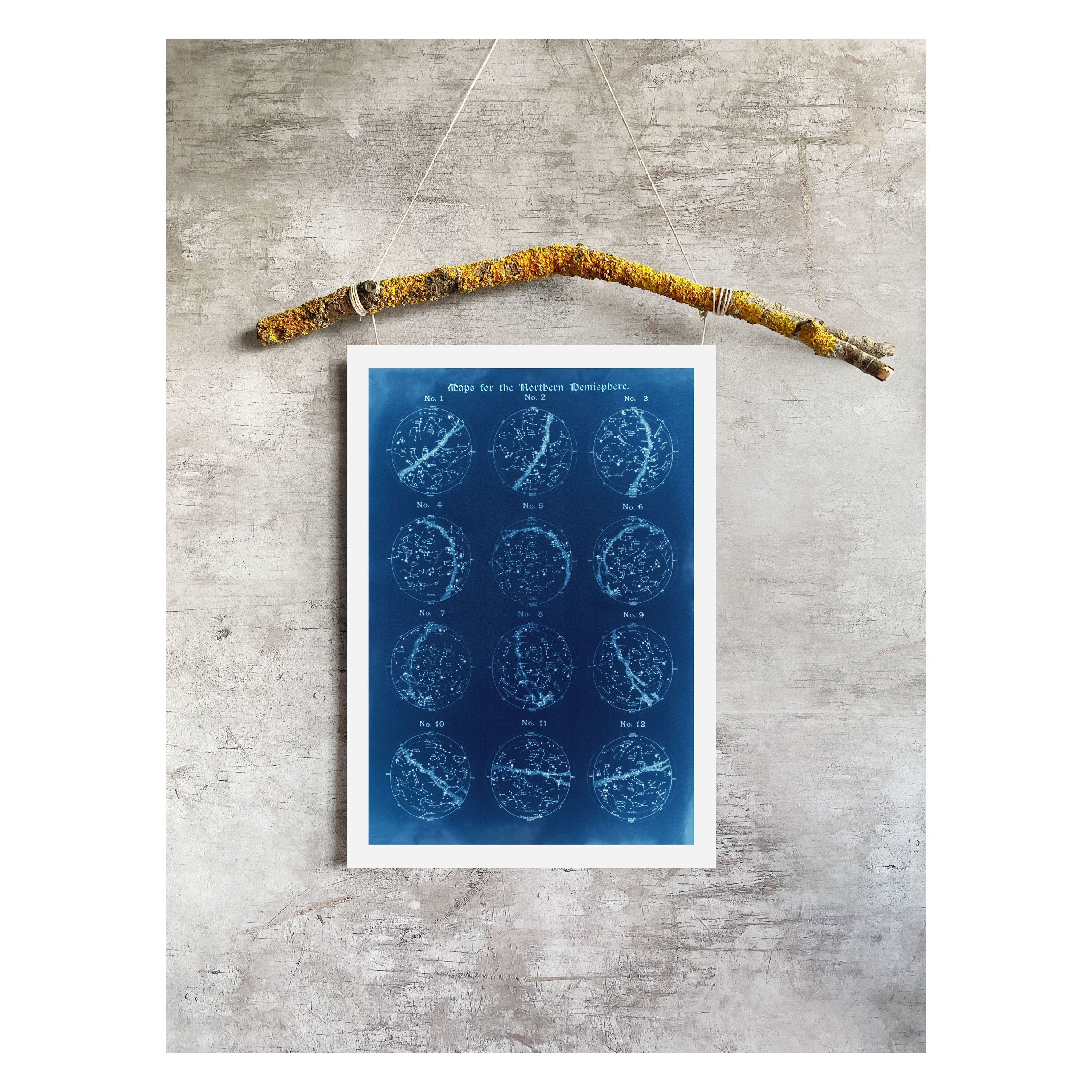 Vintage Style Constellation Star Map Cyanotype Art Print, Victorian ...