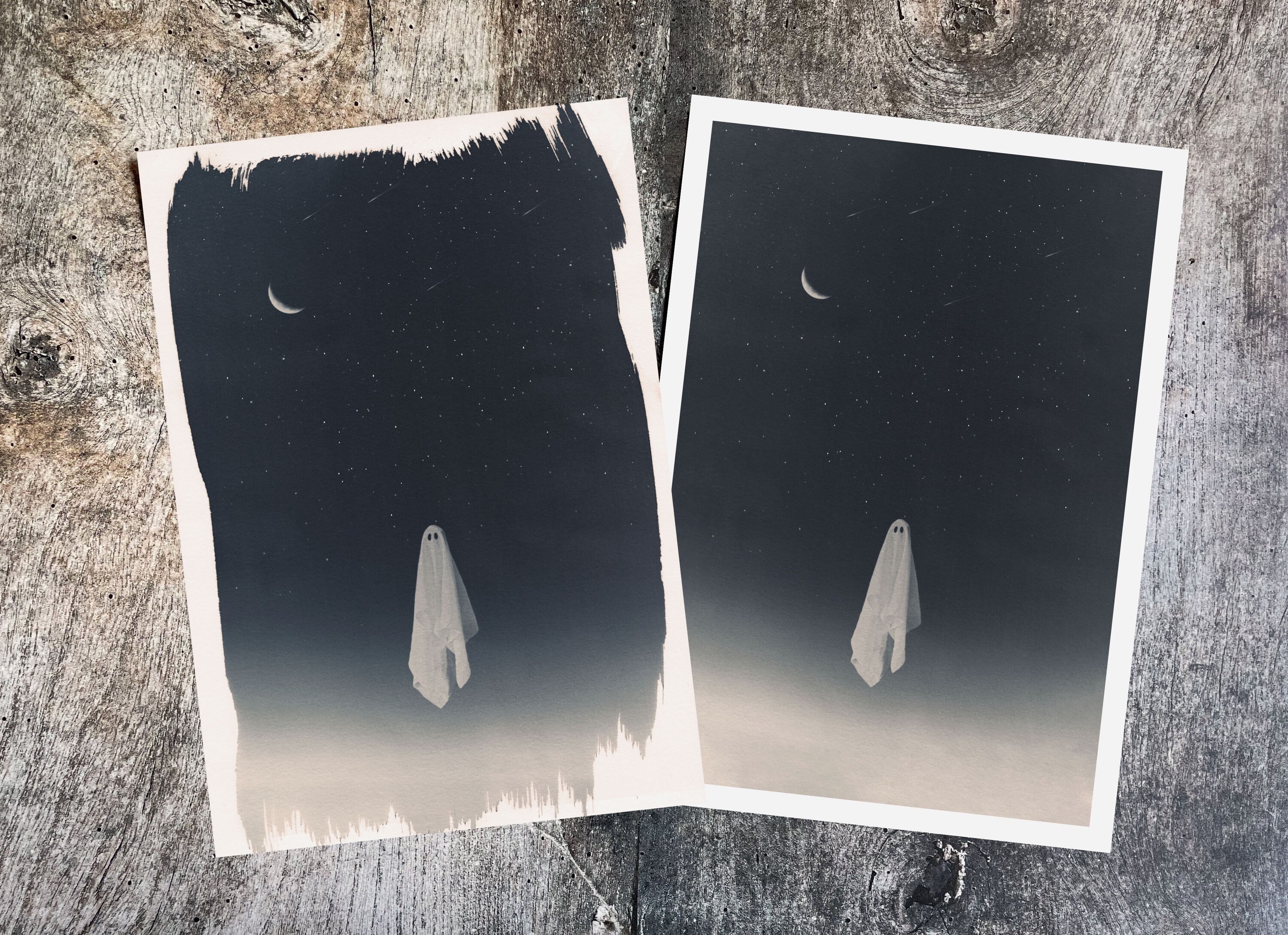 Spooky Sheet Ghost Toned Cyanotype Art Print Haunted Night - Etsy