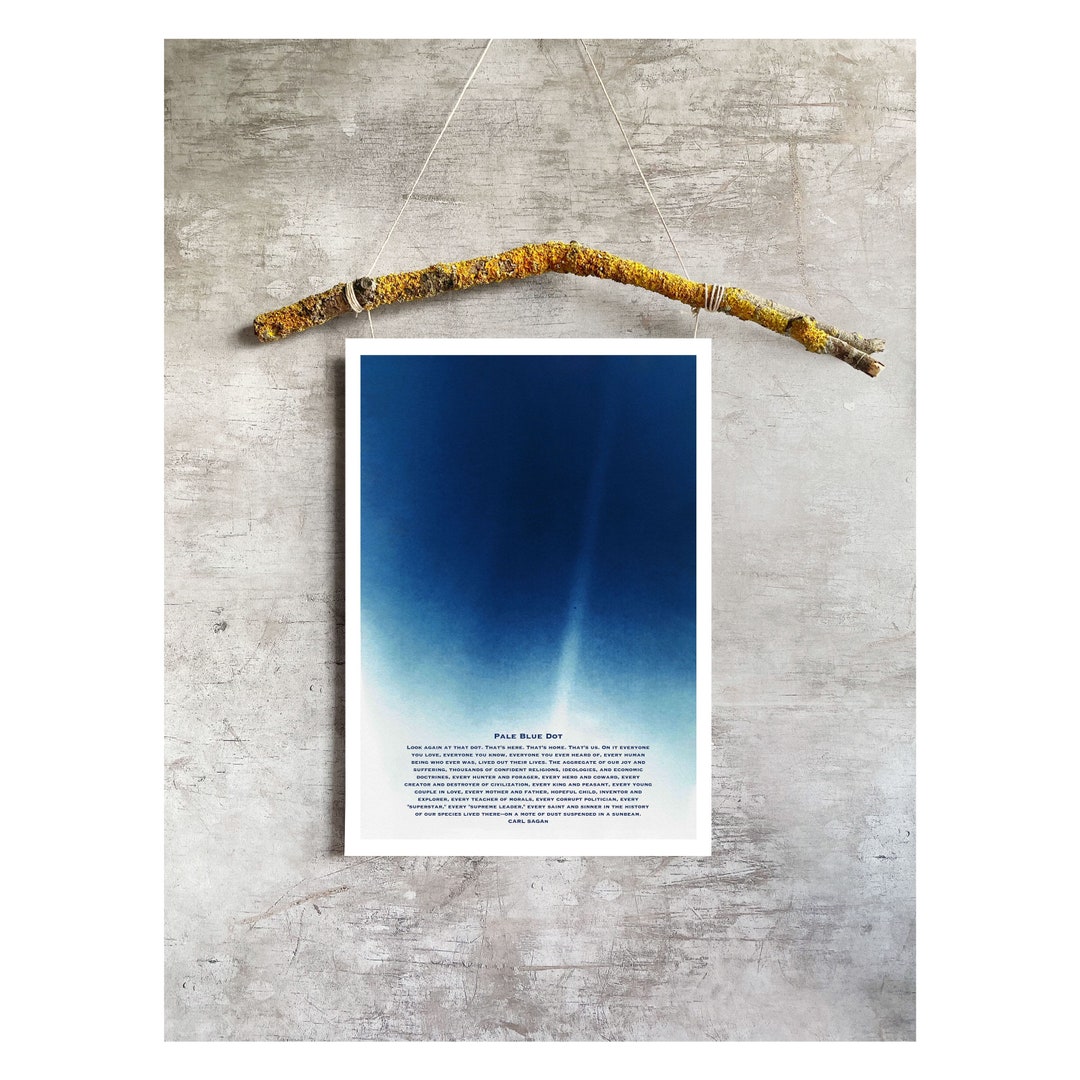 Carl Sagan Pale Blue Dot Quote, Celestial Cyanotype Art Print ...
