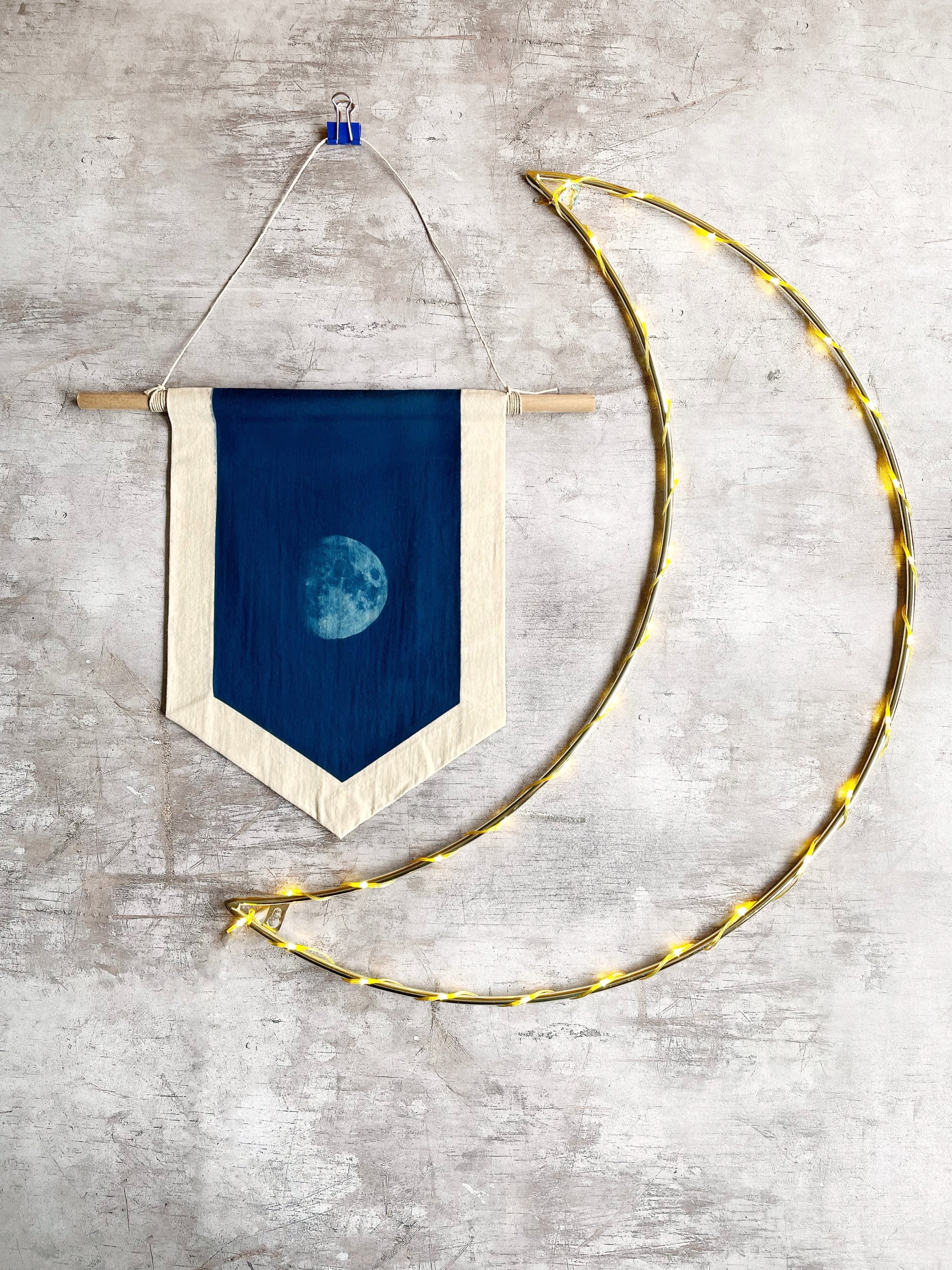 Moon Cyanotype Wall Banner Lunar Phase Wall Hanging - Etsy