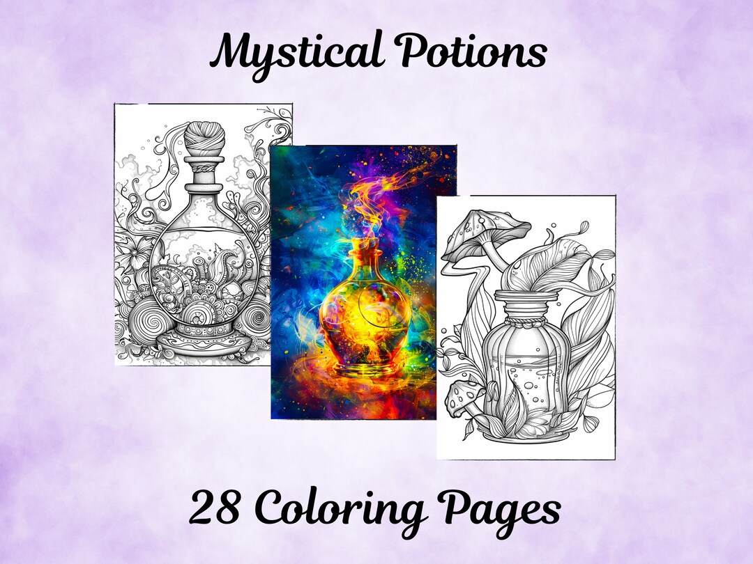 Magical Potions Coloring Pages - 28 Adult Fantasy Coloring Sheets ...