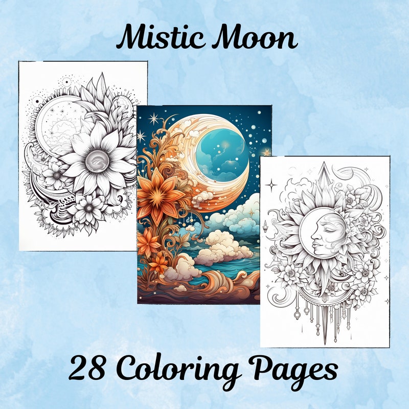 Moon Coloring Page - Etsy