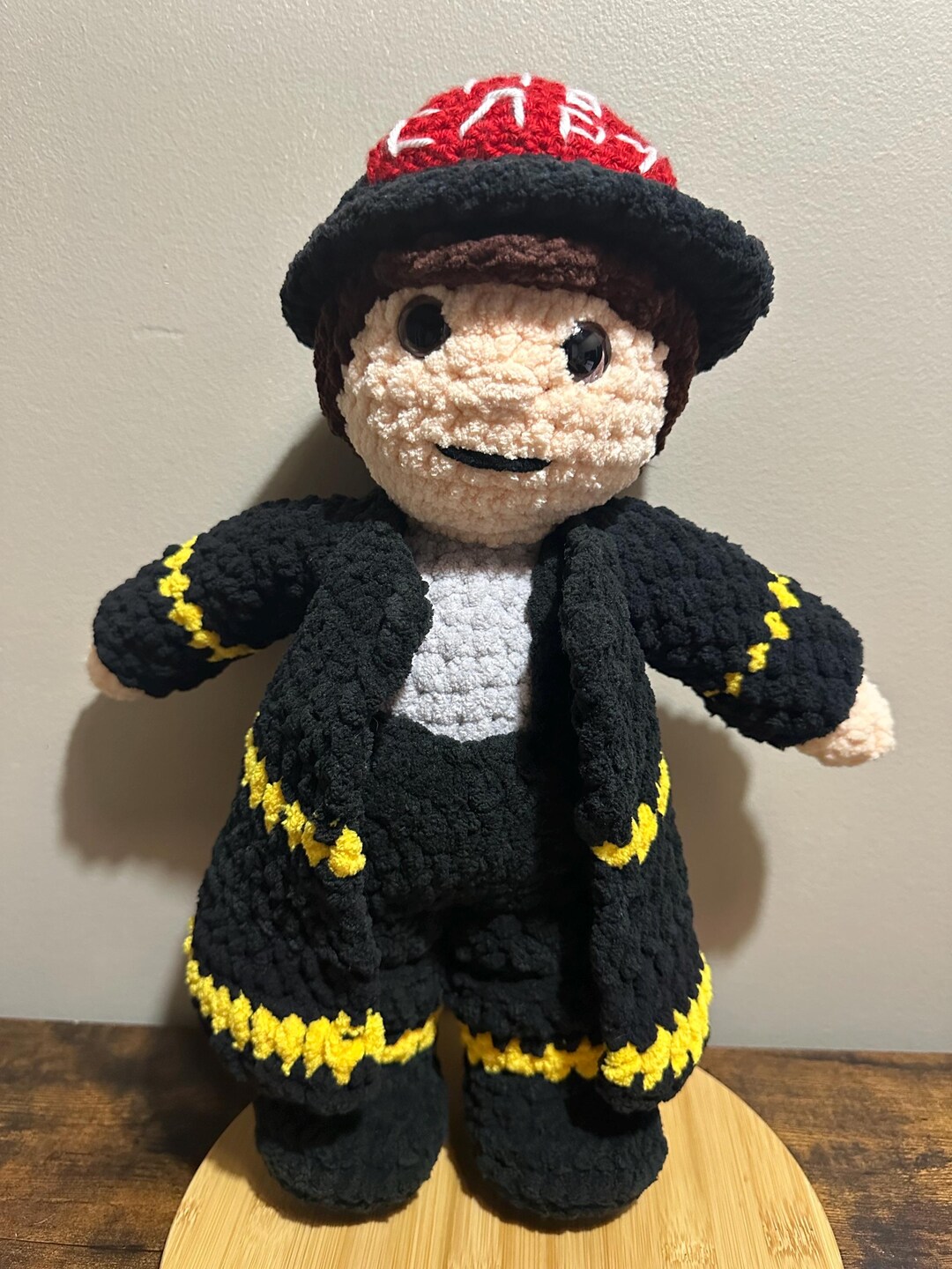 Crochet Fireman Plushie Amigurumi Handmade Stuffed Doll Gift for Kids ...