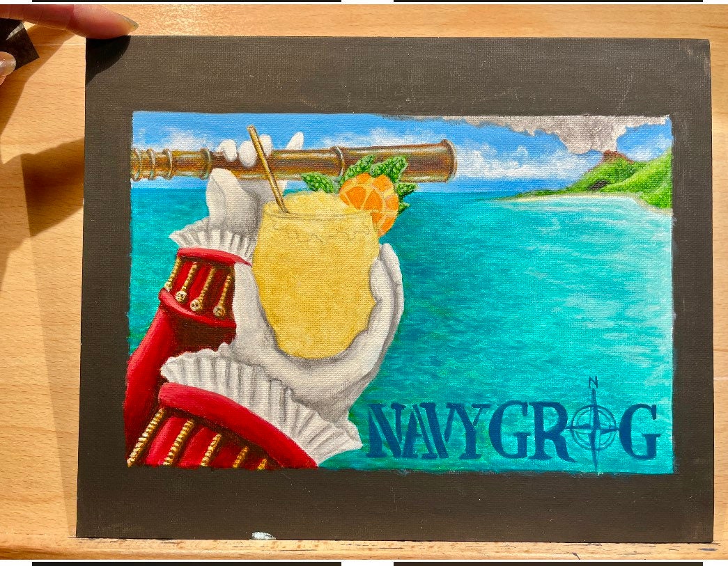 Navy Grog PAPER PRINT 8.5x11 Rum Tiki Cocktail Bar Drink Menu Art ...