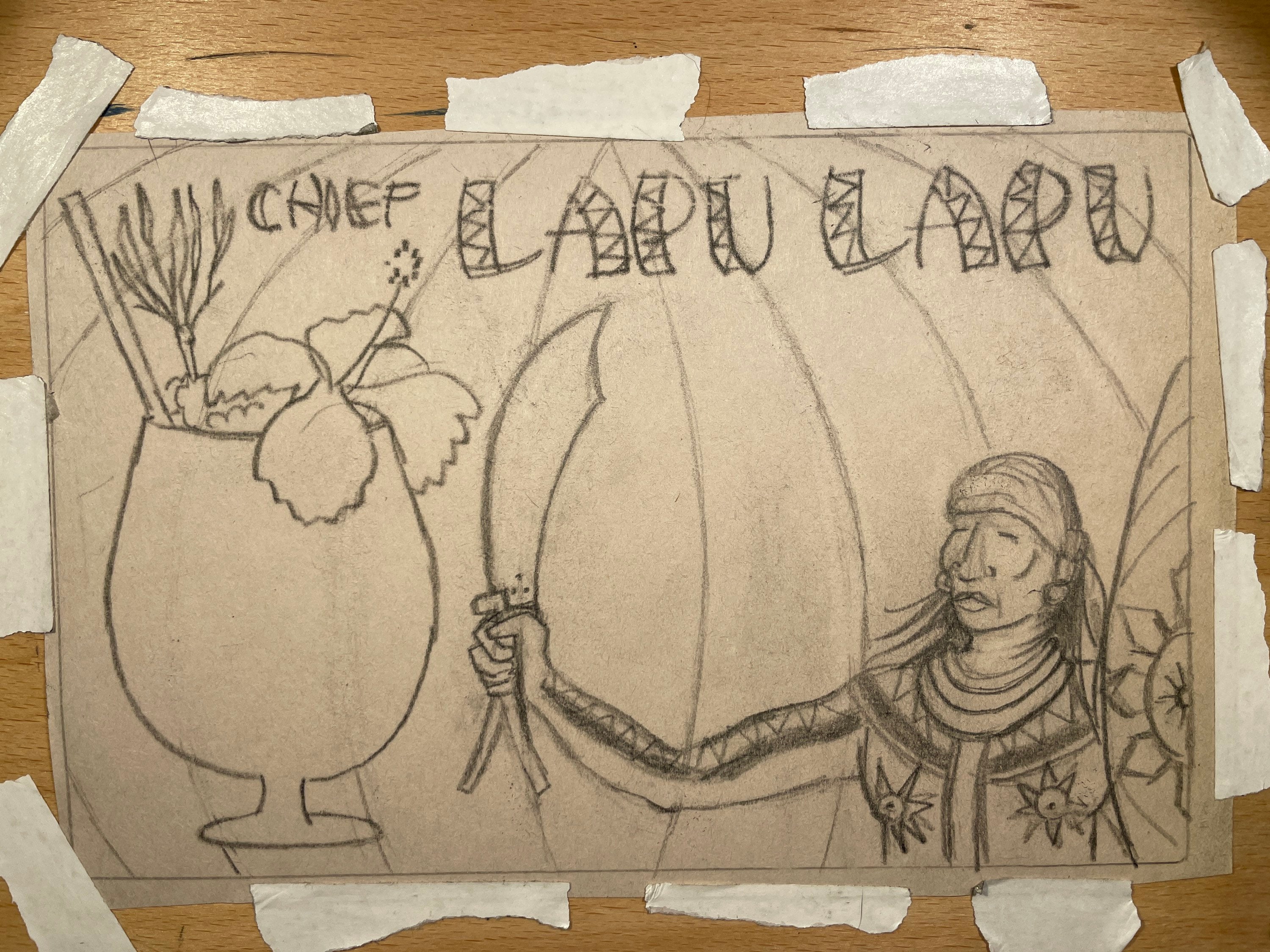 Chief Lapu Lapu PAPER PRINT 8.5x11” Rum Tiki Cocktail Bar Drink Menu ...