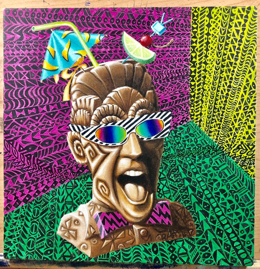 GICLEÉ CANVAS PRINT "tiki to the Max" Max Headroom Tiki Mug New Wave ...