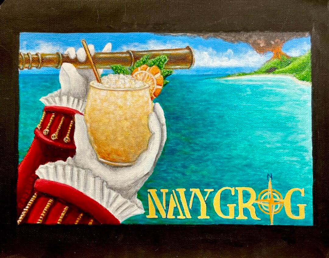 Navy Grog PAPER PRINT 8.5”x11” Rum Tiki Cocktail Bar Drink Menu Art ...