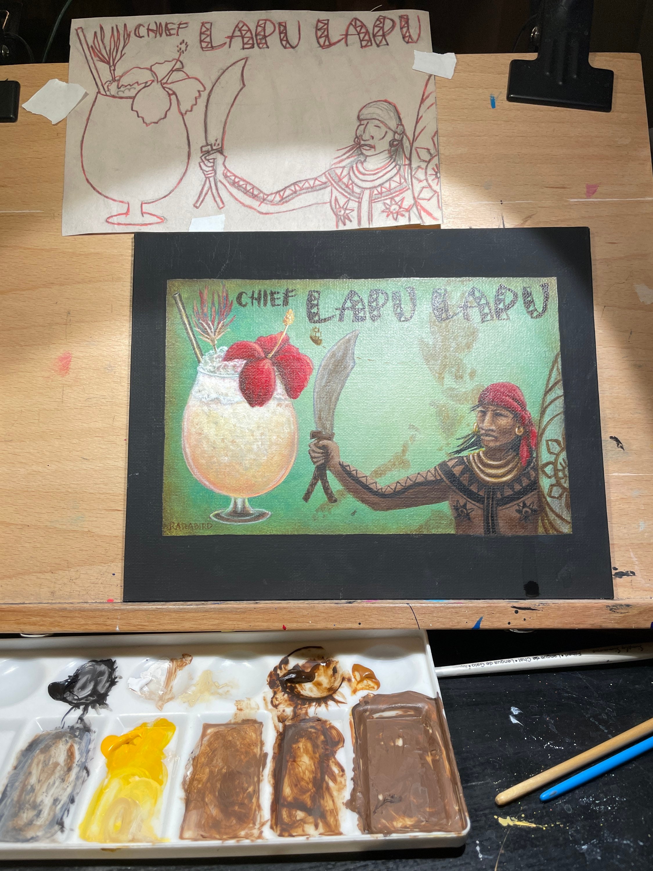 Chief Lapu Lapu PAPER PRINT 8.5x11” Rum Tiki Cocktail Bar Drink Menu ...