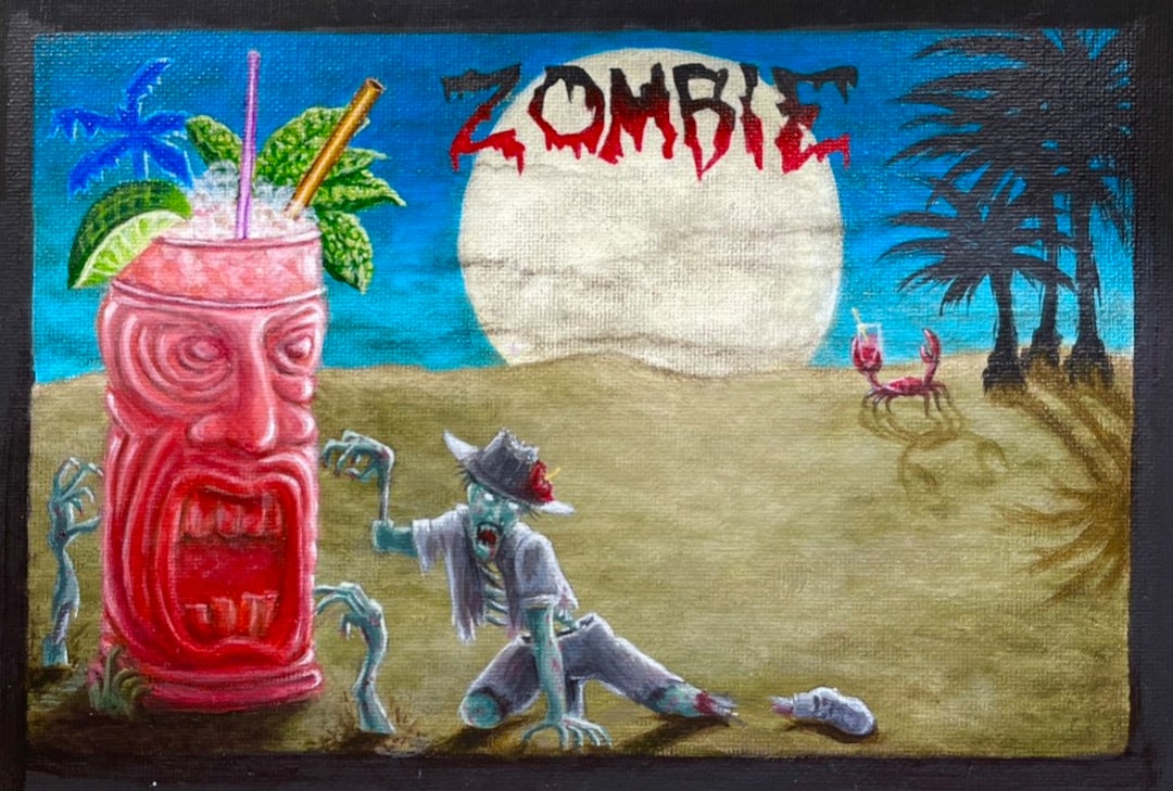 Zombie PAPER PRINT 8.5”x11” Rum Tiki Cocktail Bar Drink Menu Art Dead ...