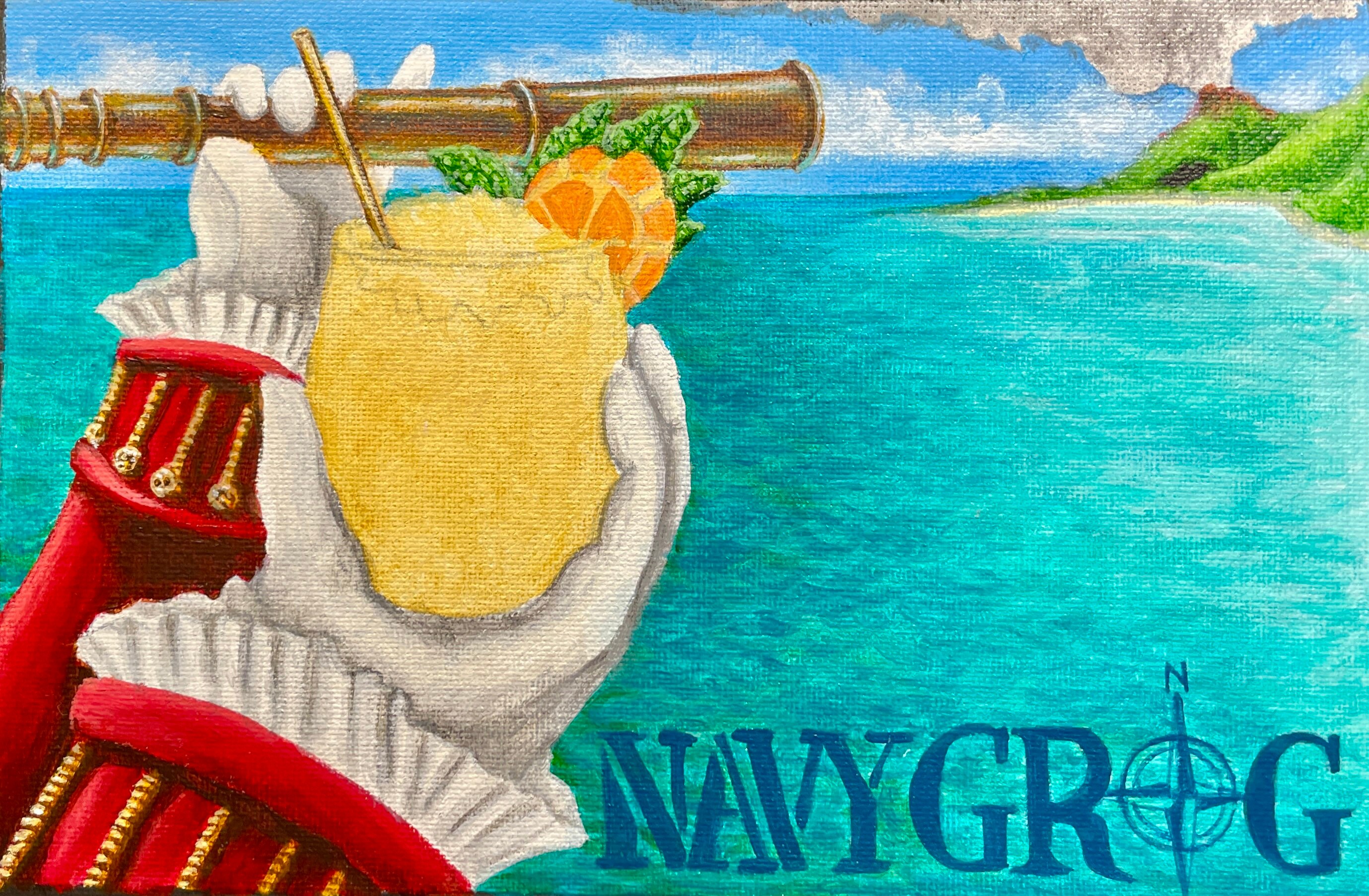 Navy Grog PAPER PRINT 8.5x11 Rum Tiki Cocktail Bar Drink Menu Art ...