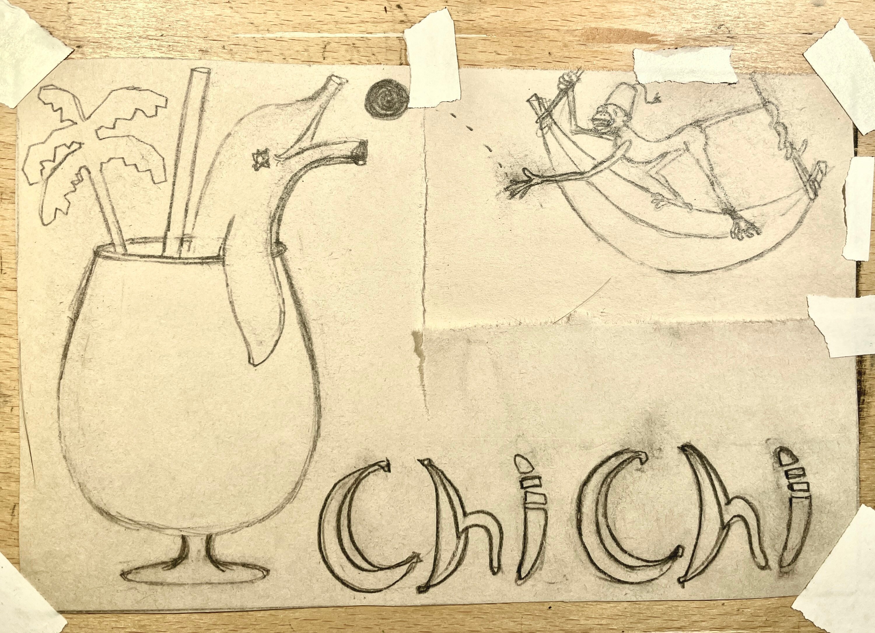 Banana Chi Chi PAPER PRINT 11”x17” Rum Tiki Cocktail Bar Drink Menu Art ...