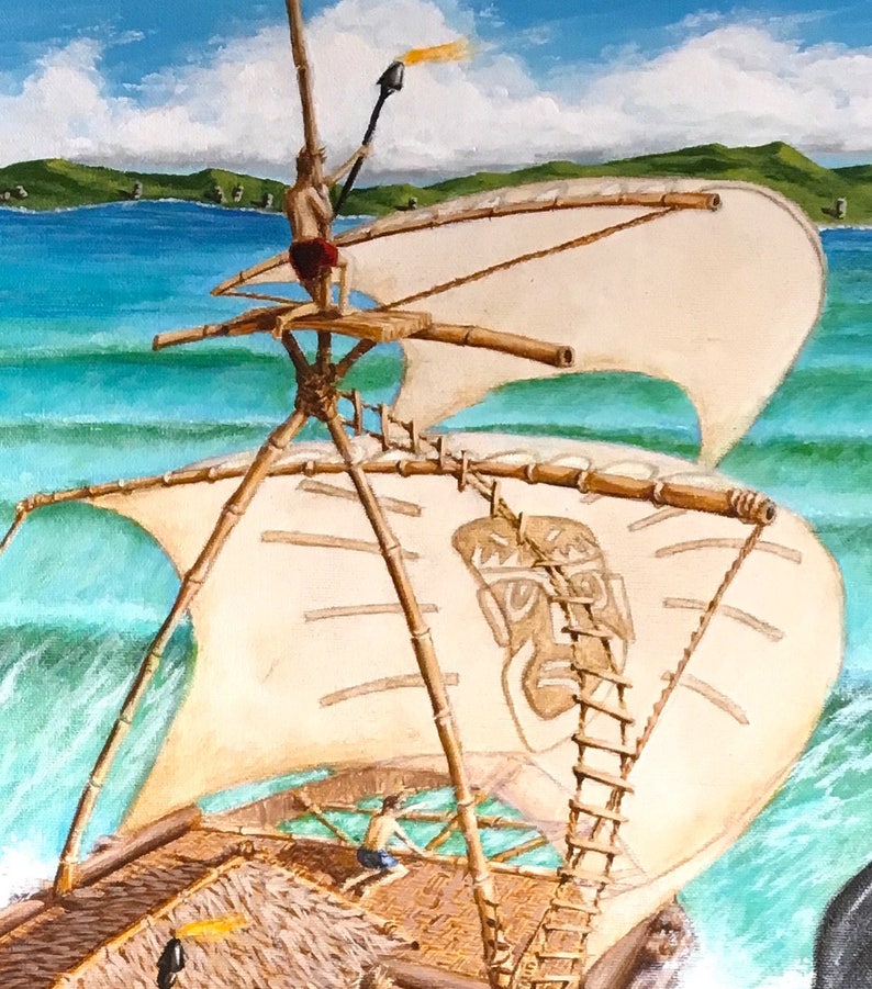 PAPER PRINT Kon Tiki Raft Expedition Thor Heyerdahl Easter Island ...