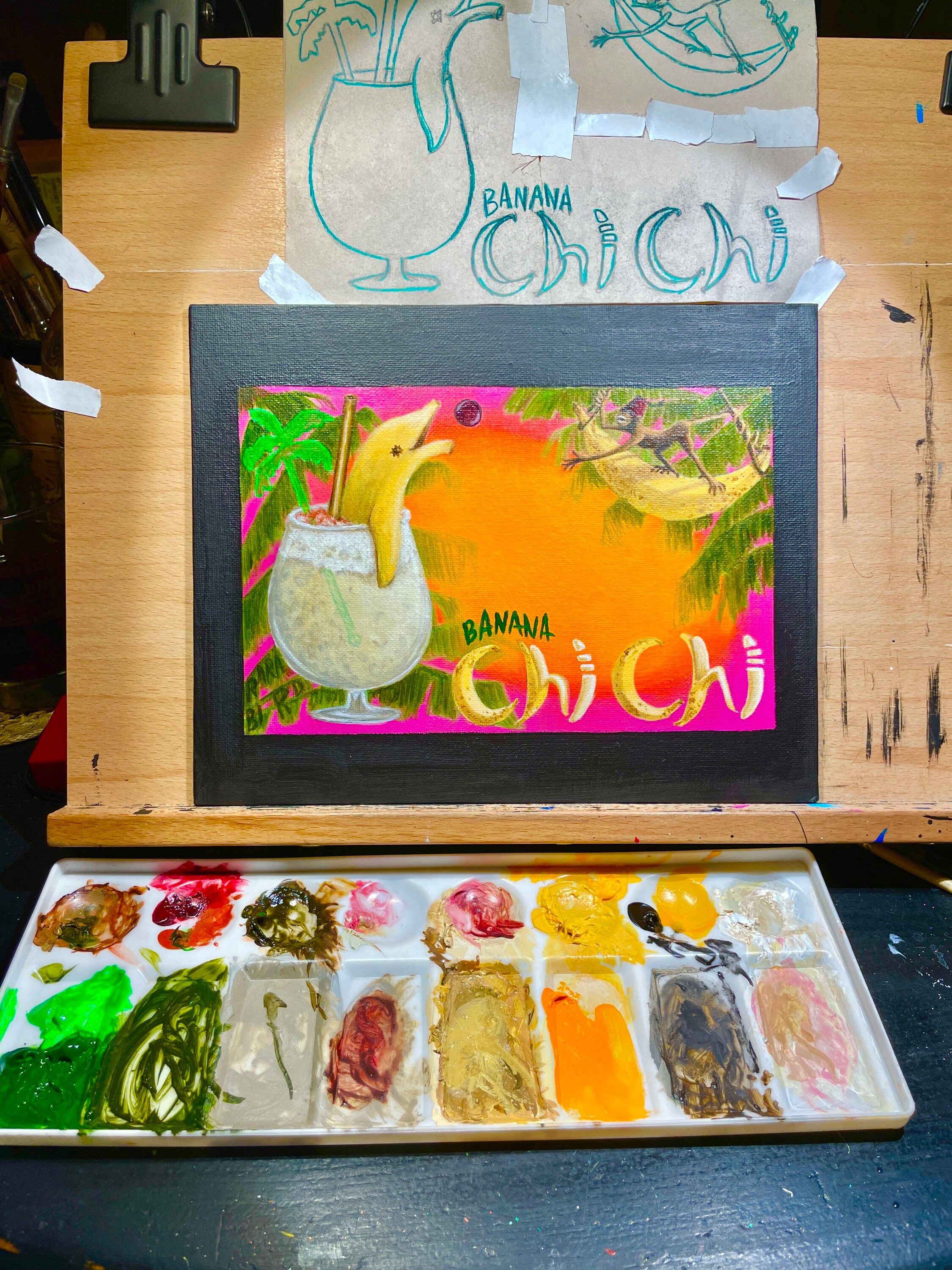 Banana Chi Chi PAPER PRINT 11x17 Rum Tiki Cocktail Bar Drink Menu Art ...