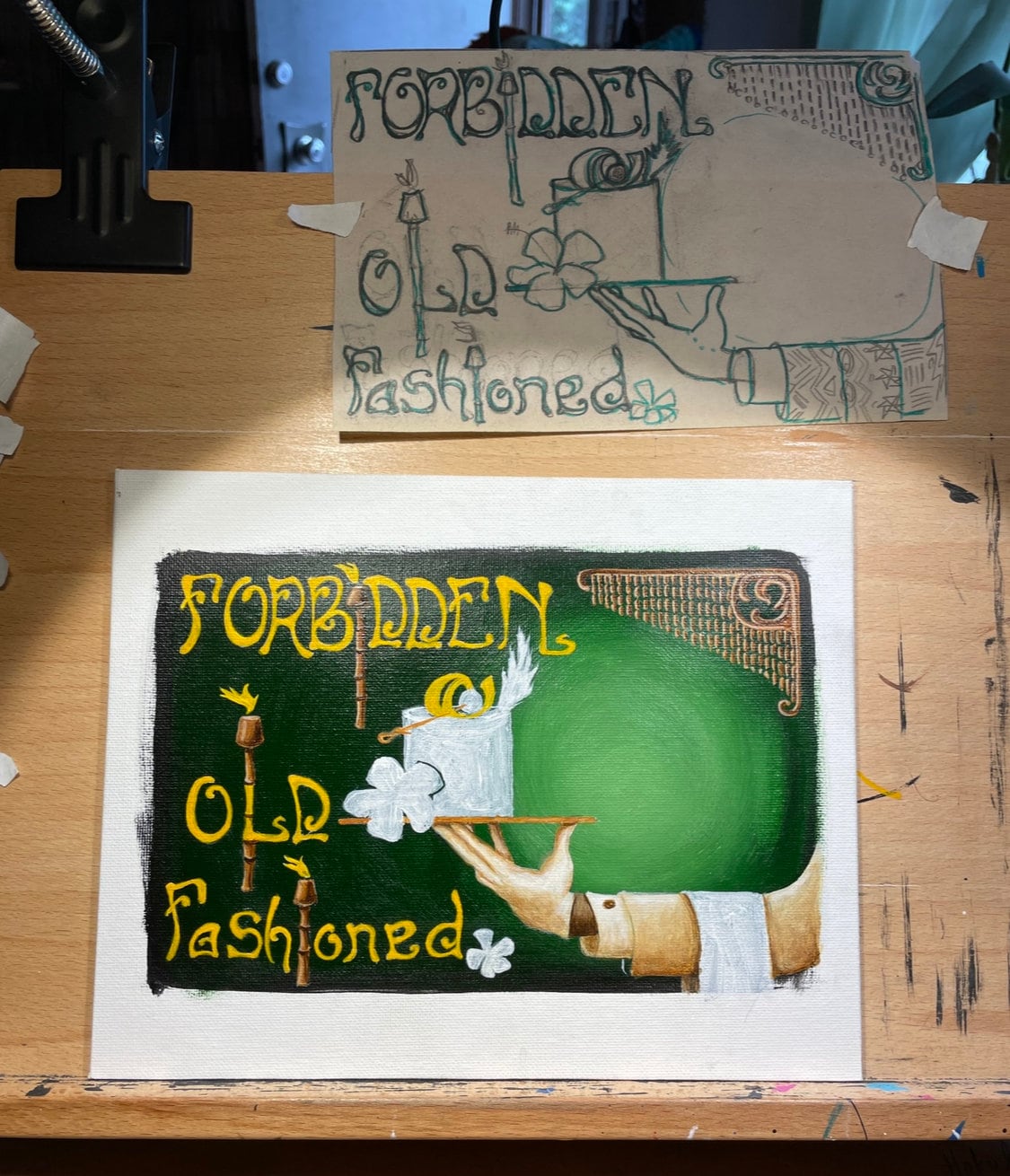 Forbidden Old Fashioned 11”x17” Tiki Bar Rye Whiskey Cocktail Drink ...