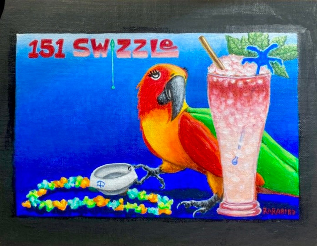 151 Swizzle Paper Print 8.5x11” Tiki Cocktail Bar Drink Menu Art Party ...