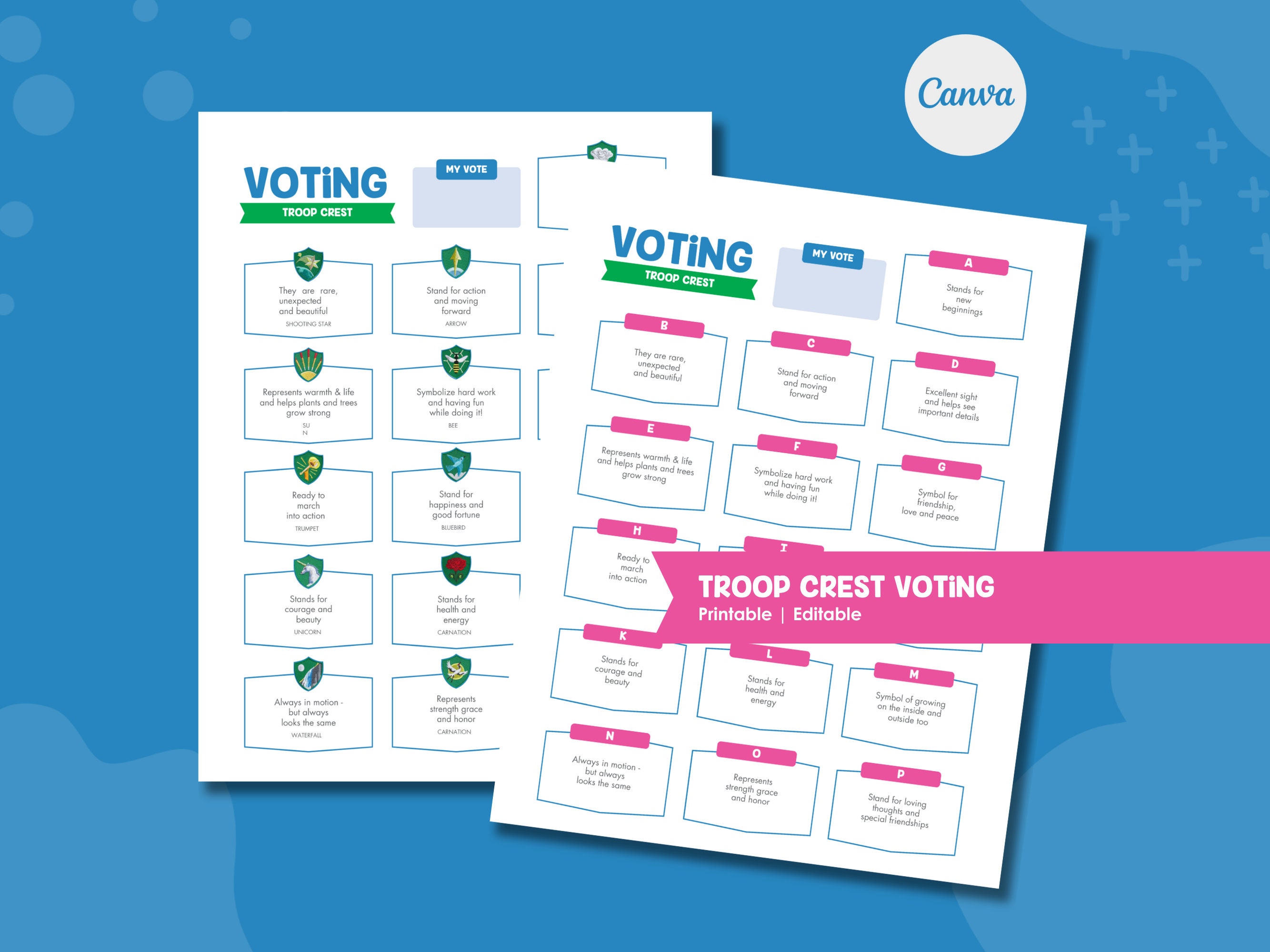 Troop Crest Voting | 8.5 X 11 | Troop Leader | Girl Scouts | GS | Girl ...